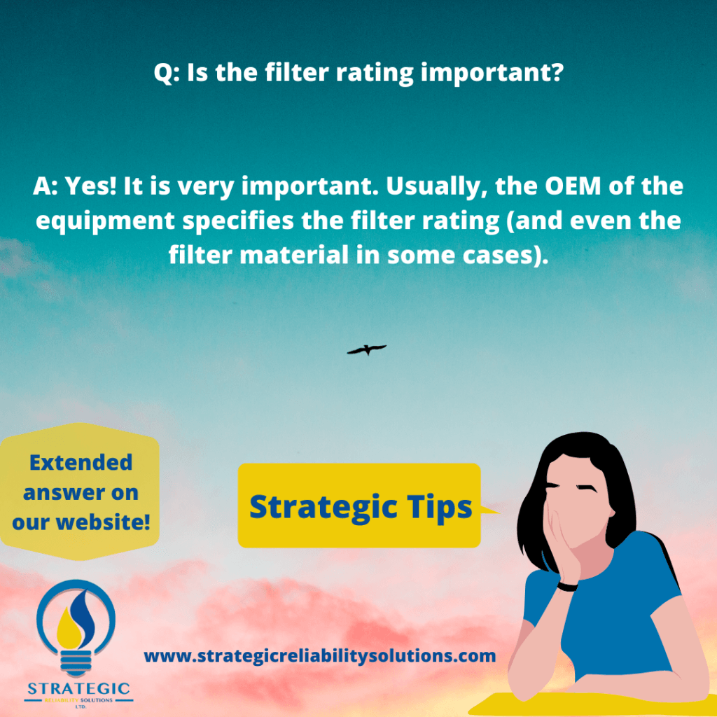 Filter rating - Strategic Reliability Solutions Ltd